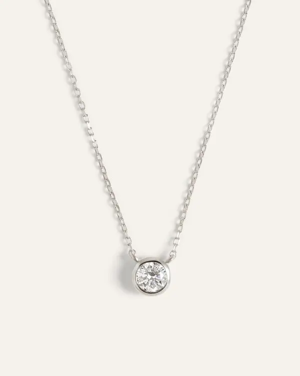 Quince 14k Gold Diamond Bezel Necklace - White Gold