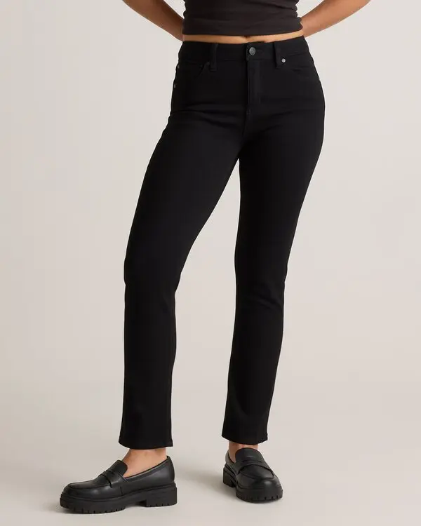 Quince Luna Stretch Slim Straight Jeans - Black