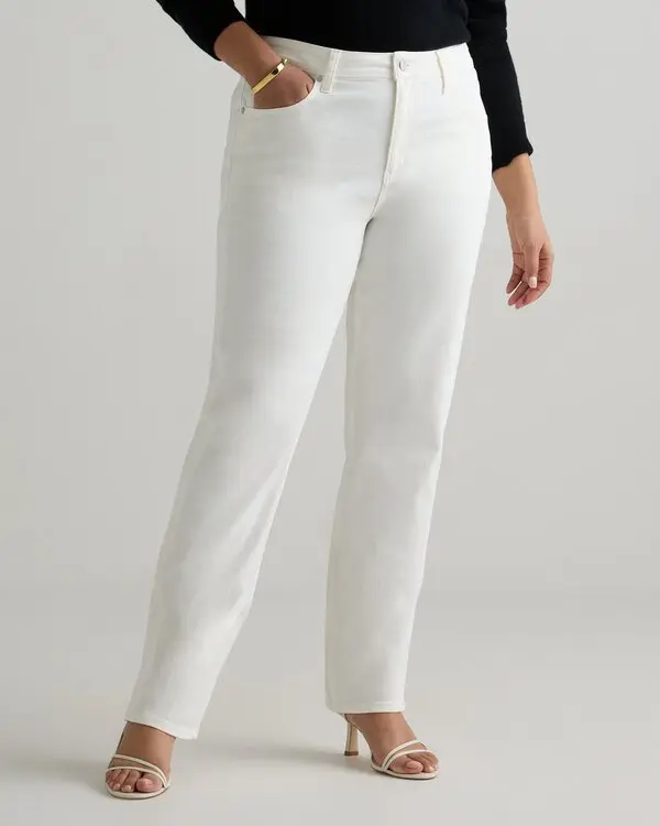 Quince Luna Stretch Slim Straight Jeans - Cloud White