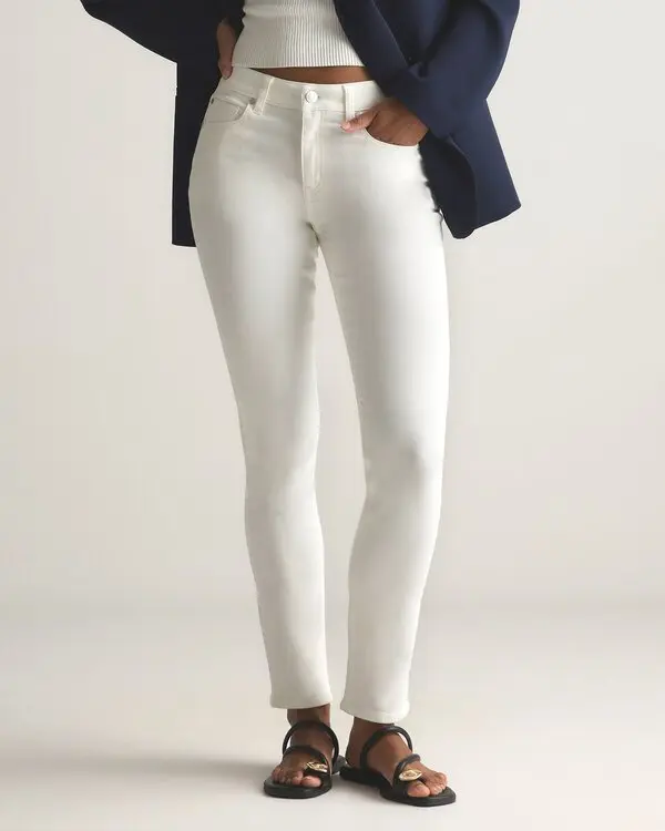 Quince Luna Stretch Slim Straight Jeans - Cloud White