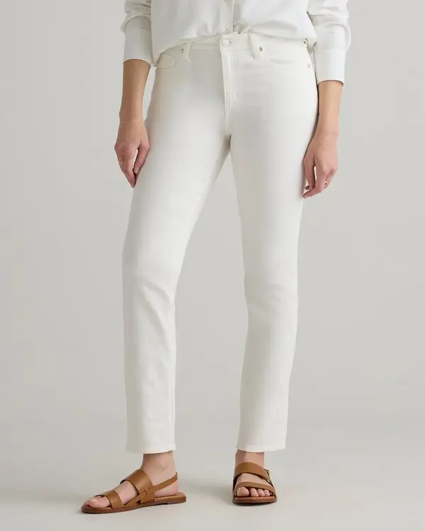 Quince Luna Stretch Slim Straight Jeans - Cloud White