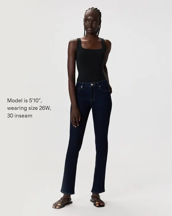 Quince Luna Stretch Slim Straight Jeans - Deep Rinse