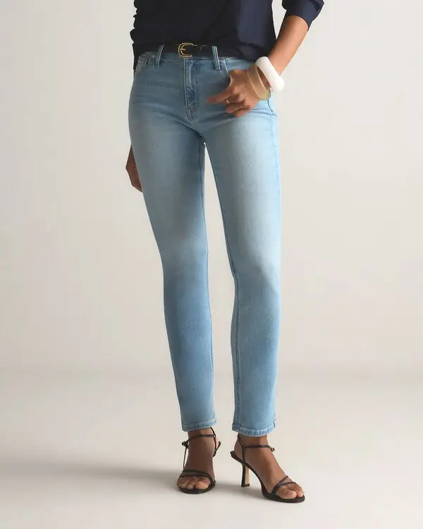 Quince Luna Stretch Slim Straight Jeans - Frosted Blue