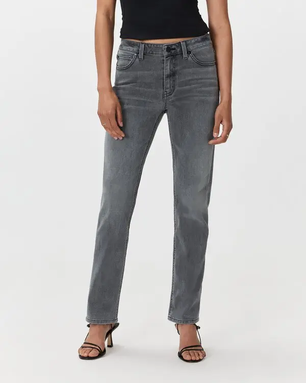 Quince Luna Stretch Slim Straight Jeans - Greyed Out