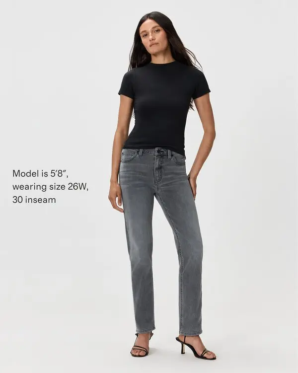 Quince Luna Stretch Slim Straight Jeans - Greyed Out