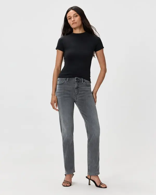 Quince Luna Stretch Slim Straight Jeans - Greyed Out