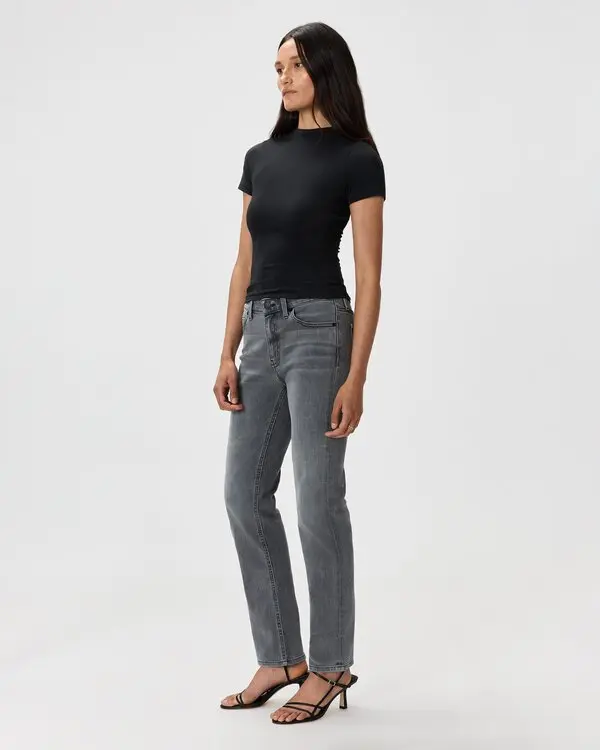 Quince Luna Stretch Slim Straight Jeans - Greyed Out
