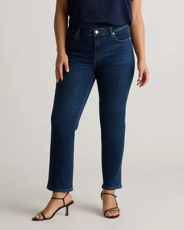 Quince Luna Stretch Slim Straight Jeans - Midnight Blue