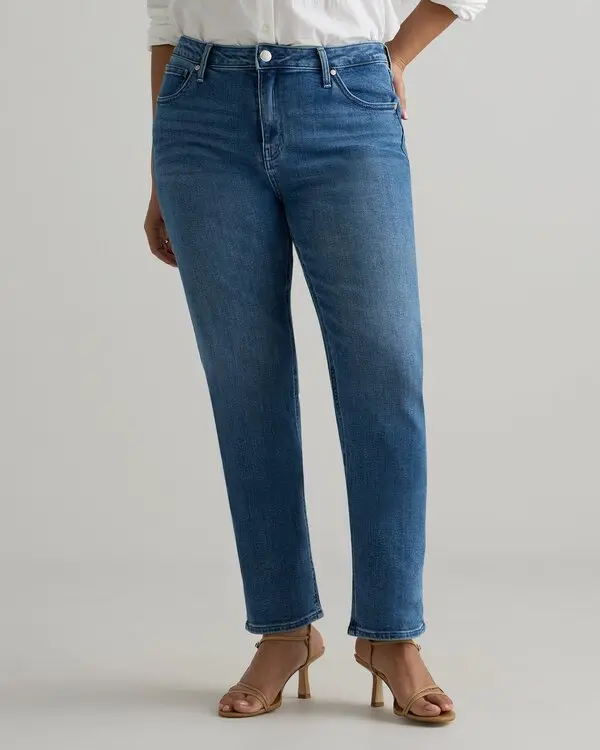 Quince Luna Stretch Slim Straight Jeans - Seaside Blue