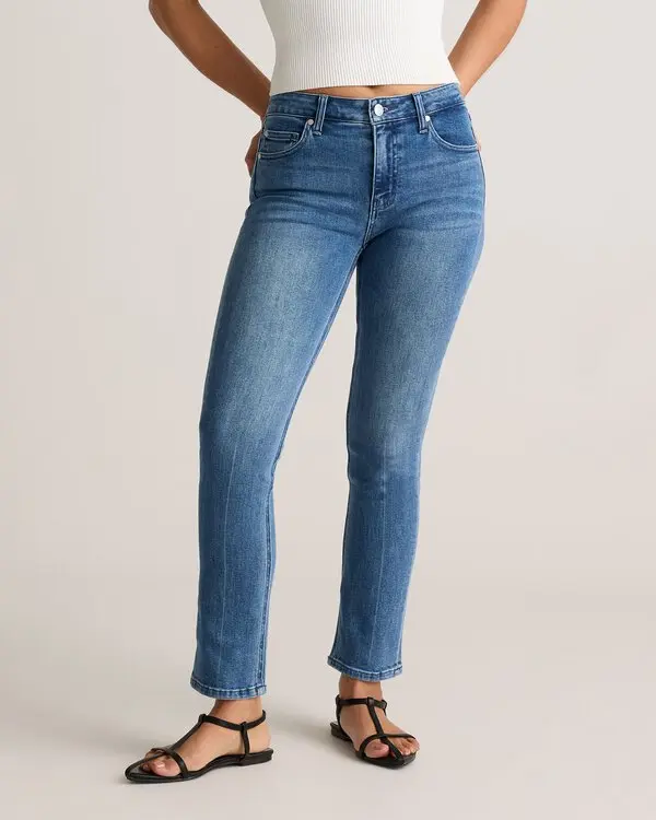 Quince Luna Stretch Slim Straight Jeans - Seaside Blue