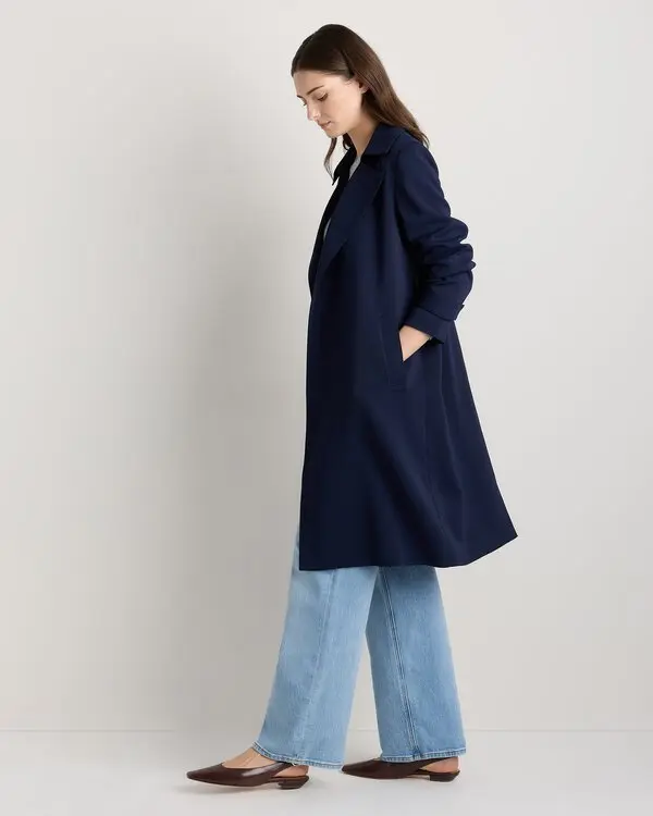 Quince Stretch Crepe Trench Coat - Navy