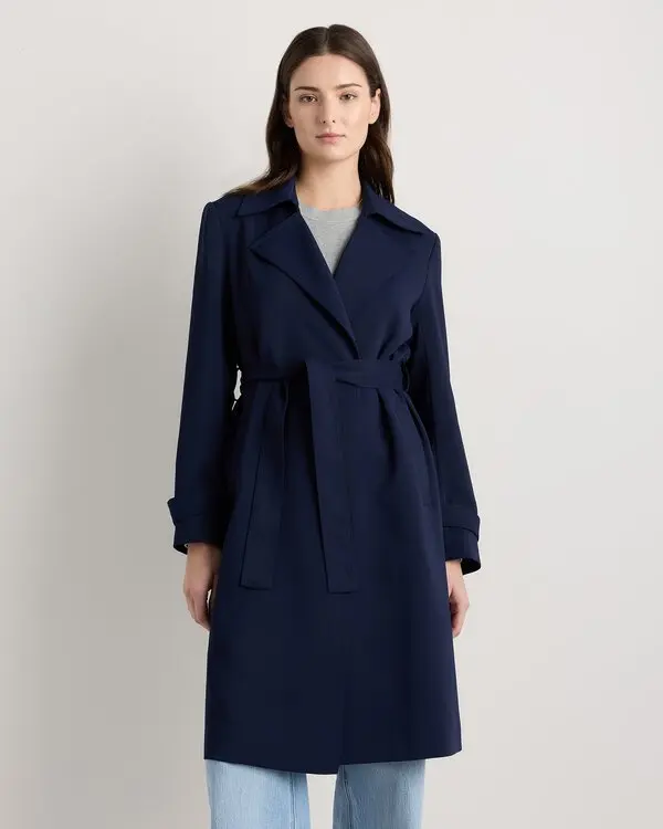 Quince Stretch Crepe Trench Coat - Navy