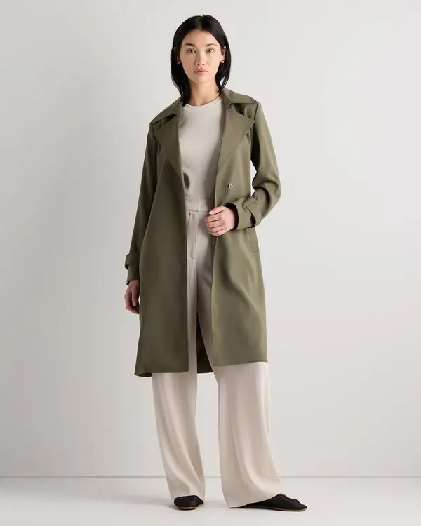 Quince Stretch Crepe Trench Coat - Olive
