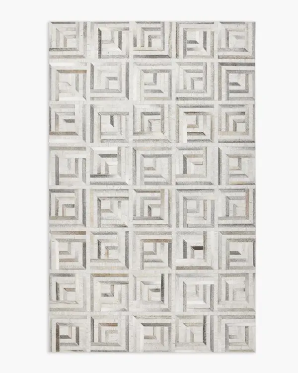 Quince Geometric Hair On Hide Rug - Grey