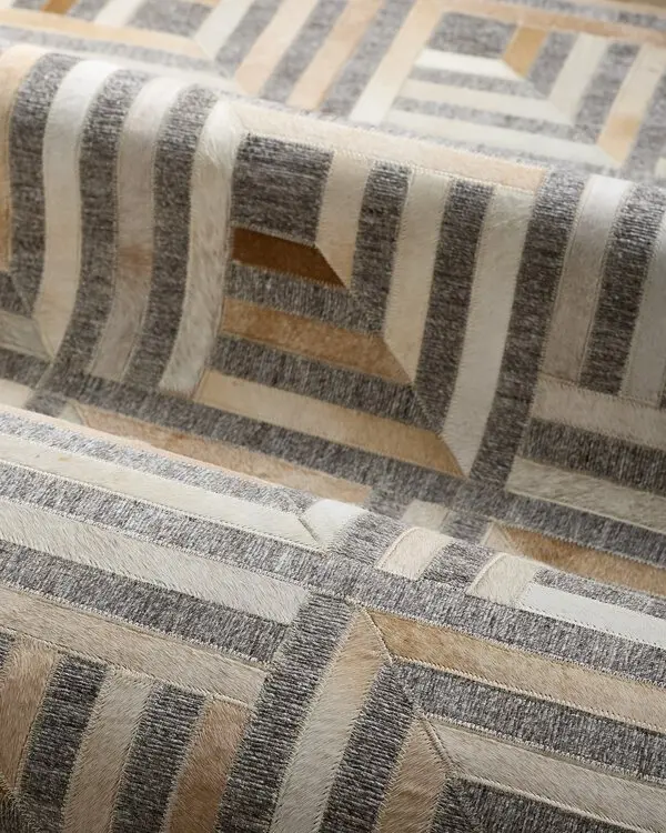 Quince Geometric Hair On Hide Rug - Natural