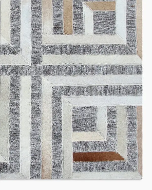 Quince Geometric Hair On Hide Rug - Natural