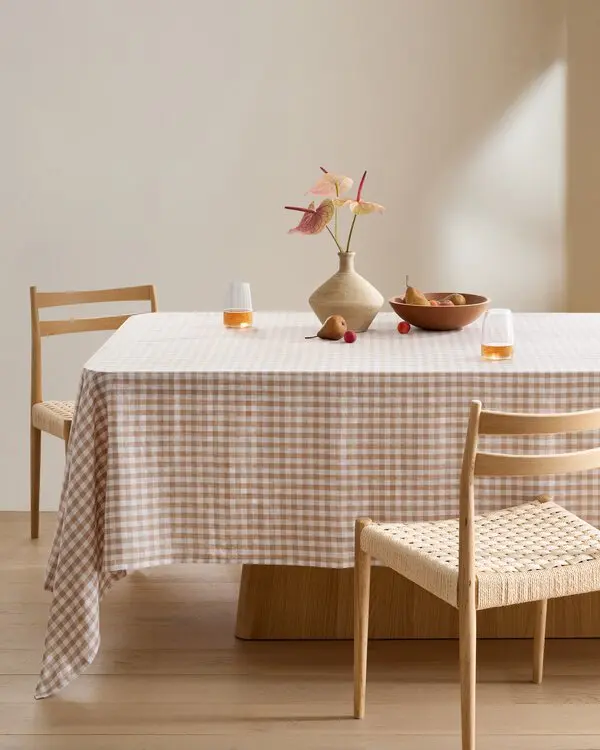 Quince European Linen Tablecloth - Cafe Gingham