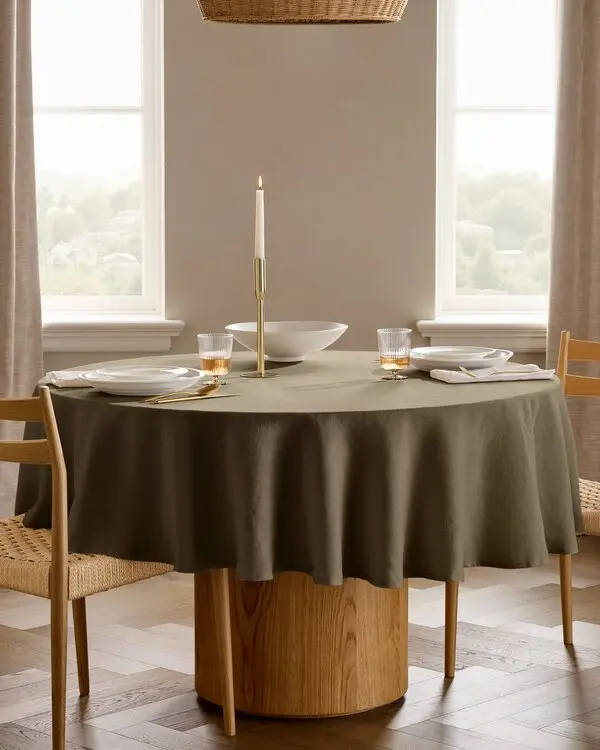 Quince European Linen Tablecloth - Dusty Olive