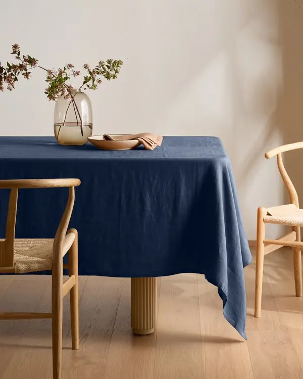 Quince European Linen Tablecloth - Navy