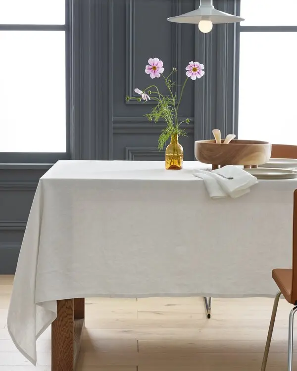 Quince European Linen Tablecloth - White