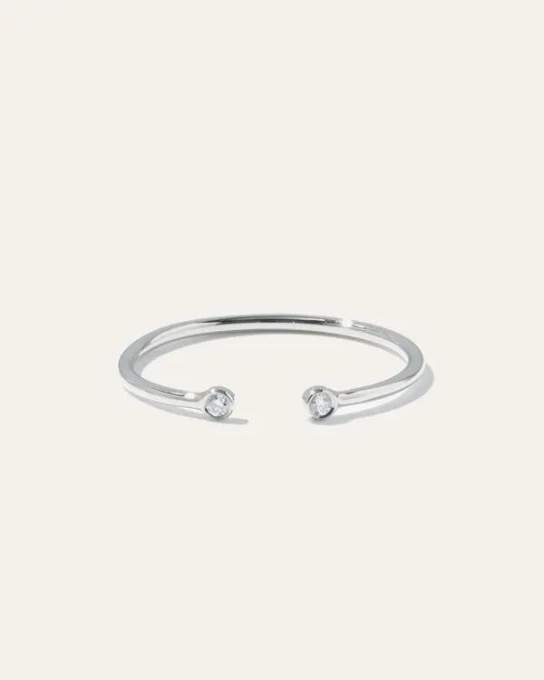 Quince Diamond Bezel Open Ring - White Gold