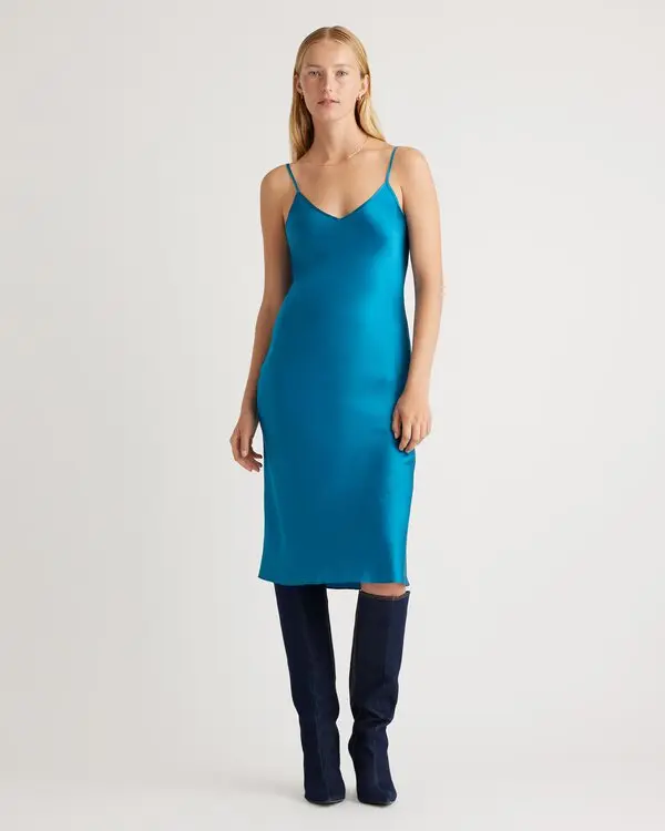 Quince 100% Washable Silk Slip Dress - Celestial