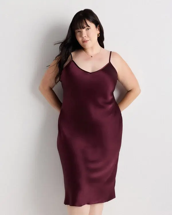 Quince 100% Washable Silk Slip Dress - Wine Tasting Red