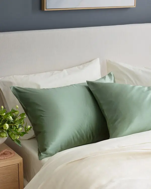 Quince Mulberry Silk Pillowcase - Eucalyptus