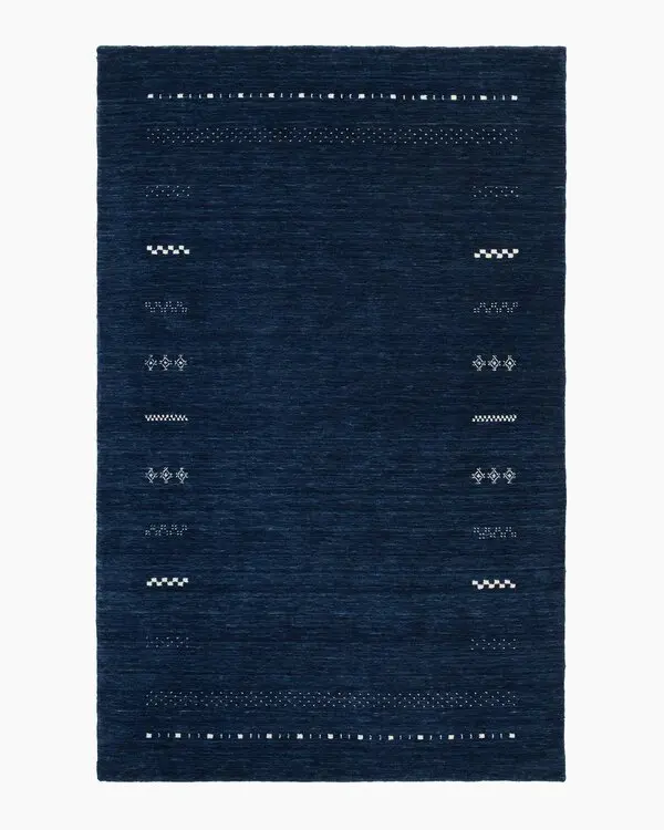 Quince Indie Hand-loomed Wool Rug - Dark Blue