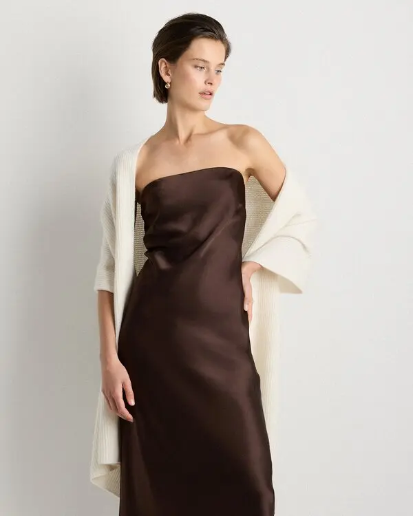 Quince Mongolian Cashmere Ribbed Wrap - Ivory