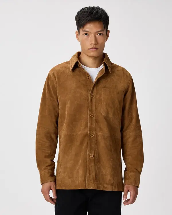 Quince 100% Suede Overshirt - Cognac Brown