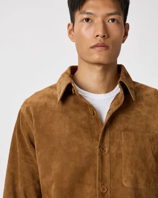 Quince 100% Suede Overshirt - Cognac Brown