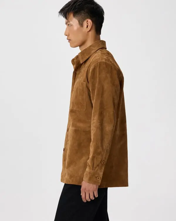 Quince 100% Suede Overshirt - Cognac Brown