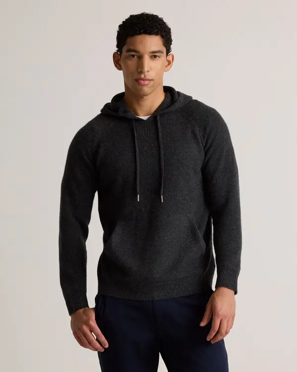 Quince Cashmere Pullover Hoodie - Heather Charcoal