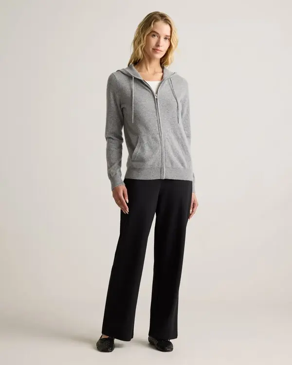 Quince Mongolian Cashmere Full-zip Hoodie - Heather Grey