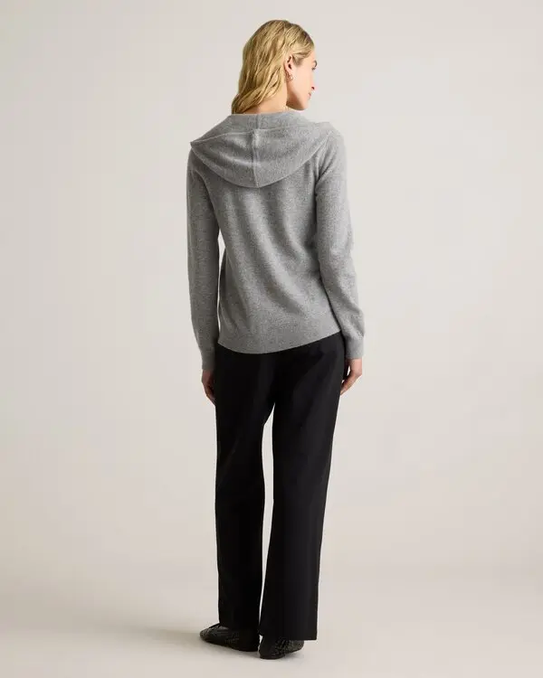 Quince Mongolian Cashmere Full-zip Hoodie - Heather Grey