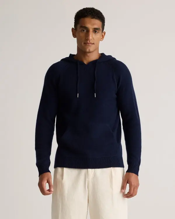 Quince Mongolian Cashmere Full-zip Hoodie Jacket - True Navy