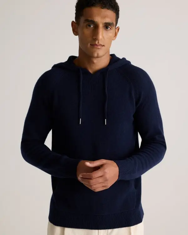 Quince Mongolian Cashmere Full-zip Hoodie Jacket - True Navy