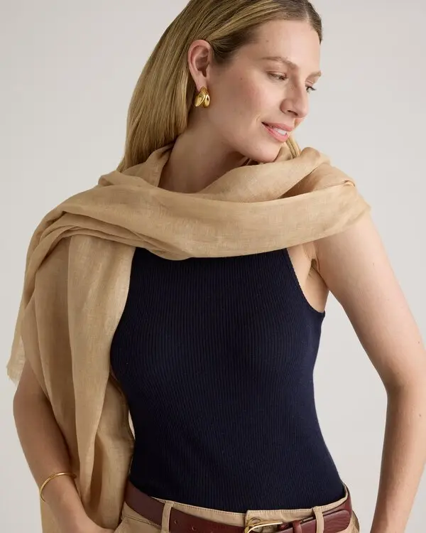 Quince 100% European Linen Scarf - Beige
