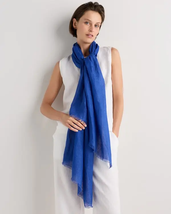 Quince 100% European Linen Scarf - Electric Blue
