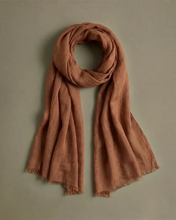 Quince 100% European Linen Scarf - Rust Brown