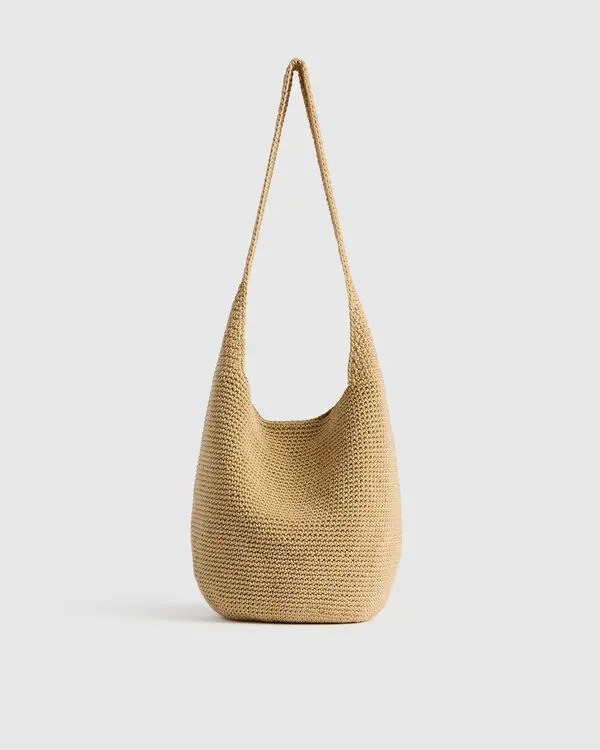 Quince Hand Crochet Hobo Shoulder Bag - Natural