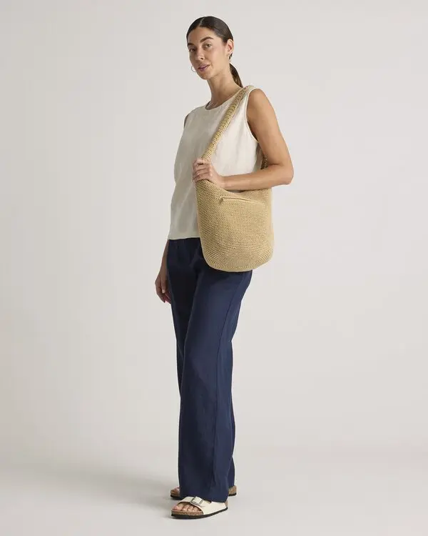 Quince Hand Crochet Hobo Shoulder Bag - Natural