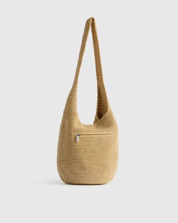 Quince Hand Crochet Hobo Shoulder Bag - Natural