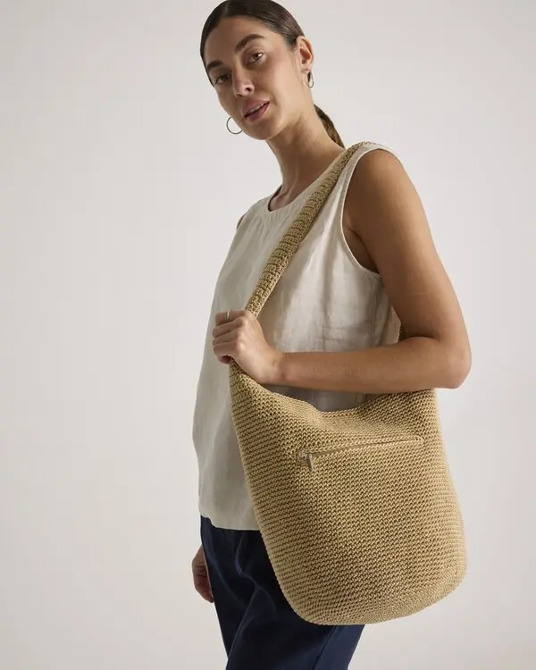 Quince Hand Crochet Hobo Shoulder Bag - Natural