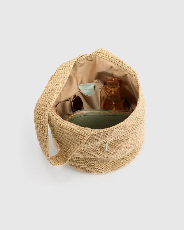 Quince Hand Crochet Hobo Shoulder Bag - Natural