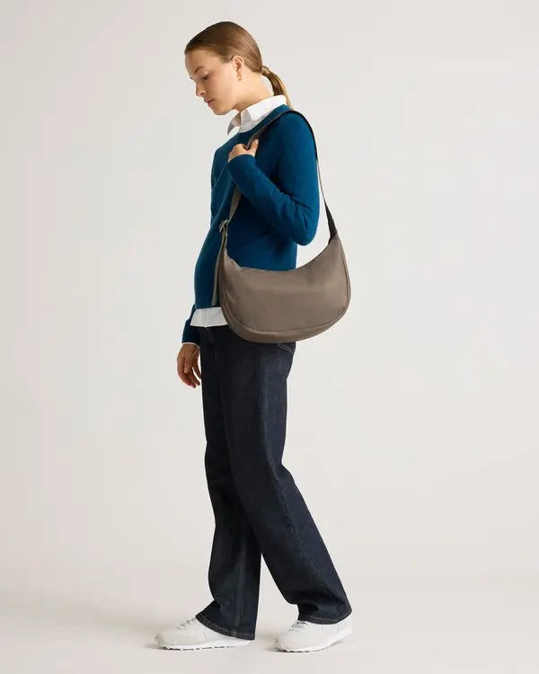 Quince Revive Nylon Crescent Shoulder Bag - Ash Grey