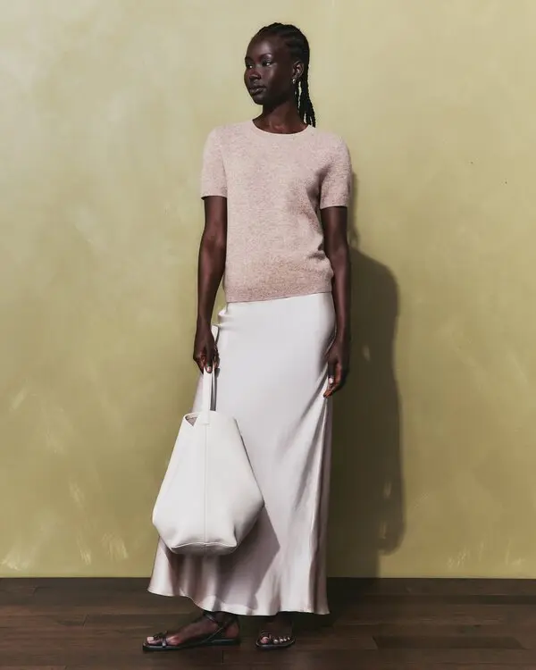 Quince Washable Silk Maxi Skirt - Champagne