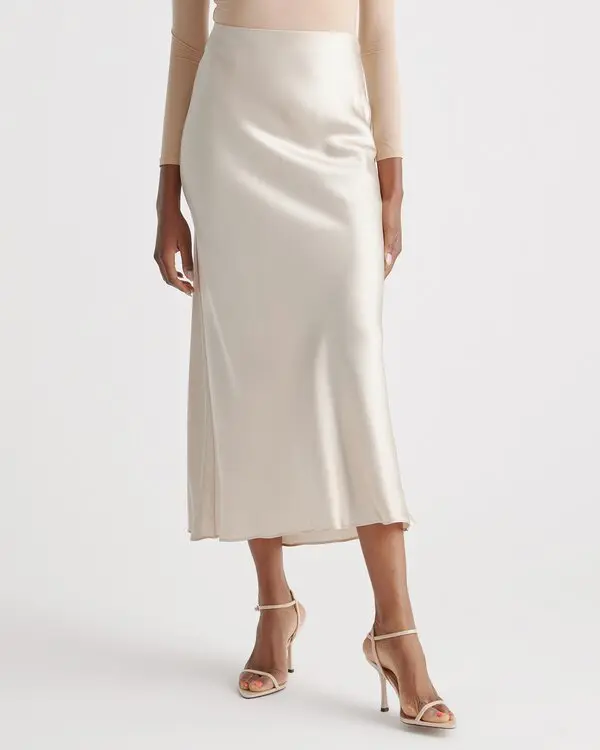 Quince Mulberry Silk Midi Slip Dress - Champagne