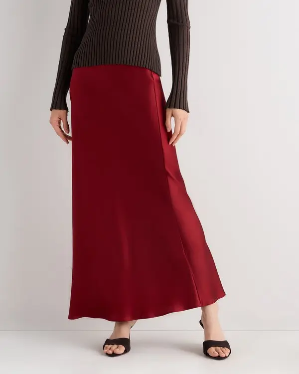Quince Mulberry Silk Midi Slip Dress - Clay Red